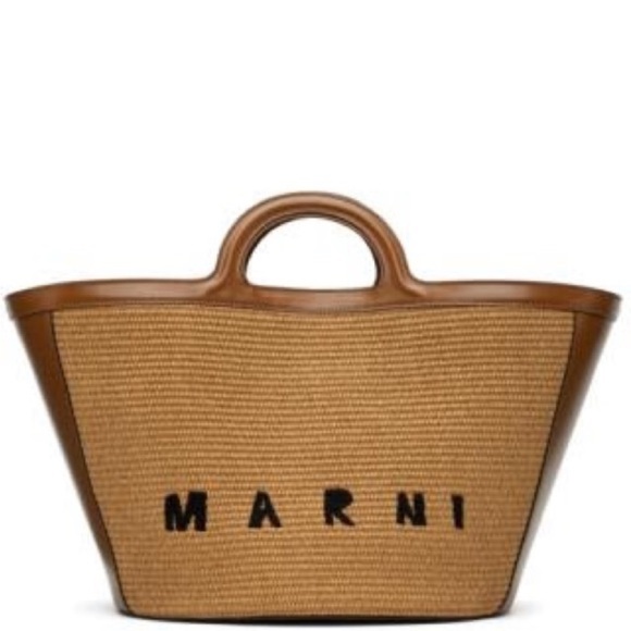 Marni | Bags | Marni Brown Large Raffia Tropicalia Logo Tote | Poshmark